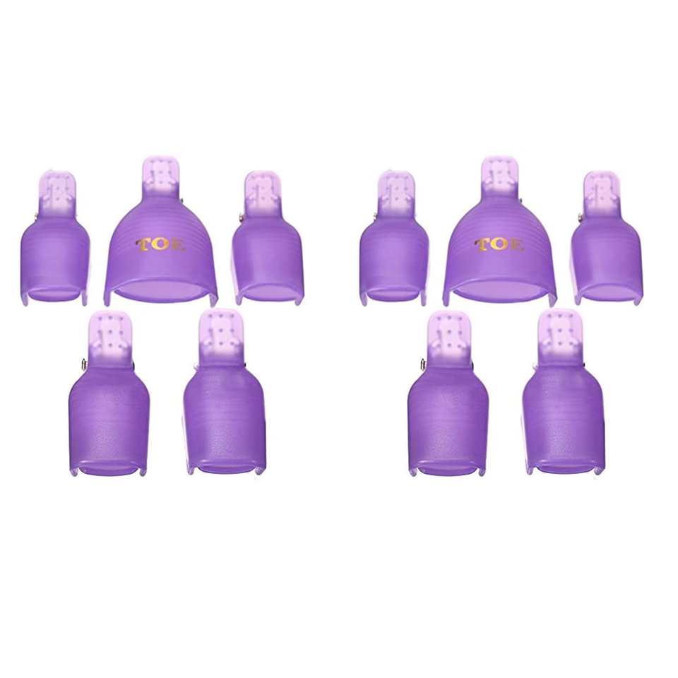 10Pcs Purple Useful Toenail Clips Nail Art Caps Soak off UV Gel Clamp ...