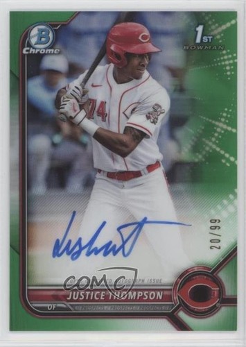 2022 Bowman Chrome Prospect Green Refractor /99 Justice Thompson #CPA ...