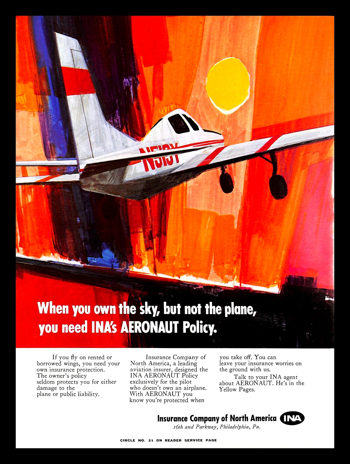 1969 Insurance Company Of North America Aeronaut Vintage PRINT AD ...