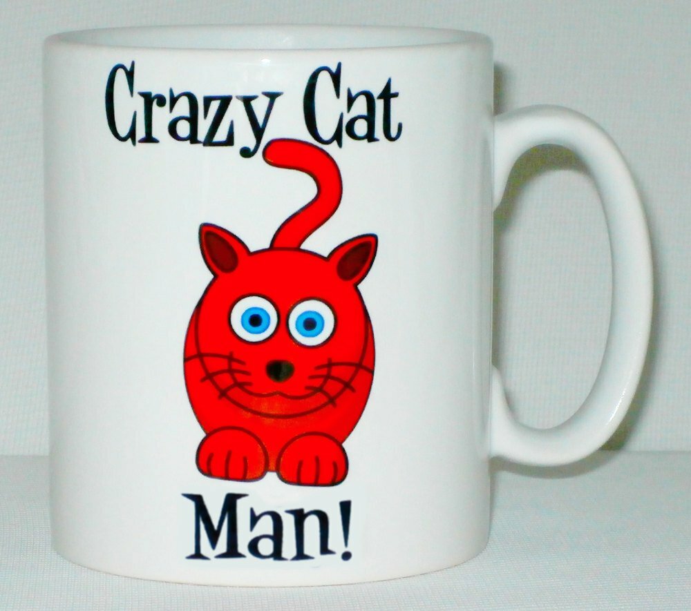 Crazy Cat Man Mug Can Personalise Funny Animal Lover KItten Feline ...