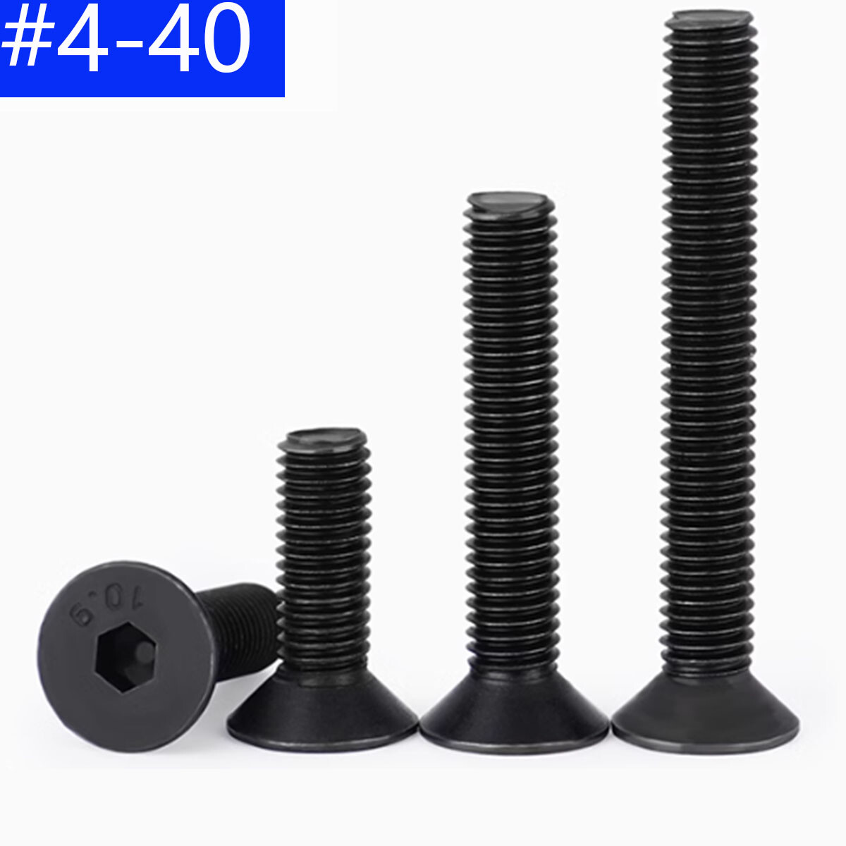 #4-40 Flat Head Socket Caps Screws 10.9 Countersunk Alloy Steel Black ...
