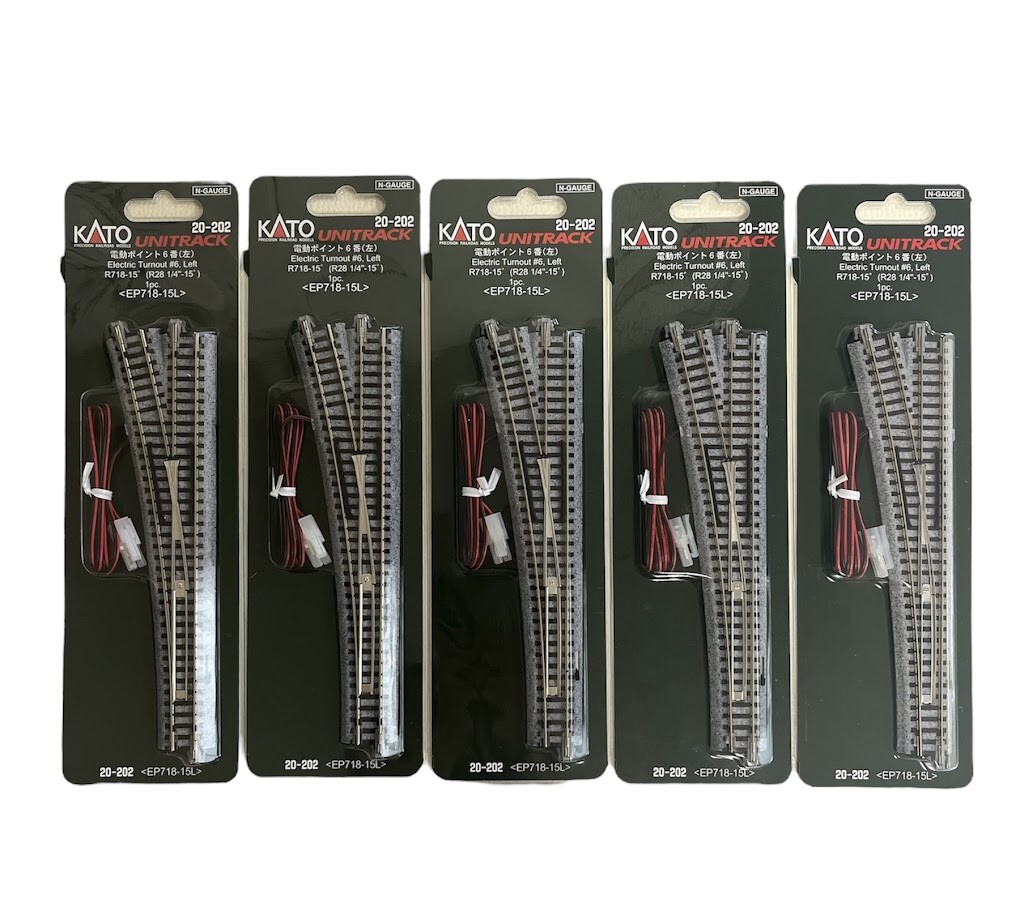 [Set of 5] KATO N Scale 20-202 Unitrack Electric Turnout #6 Left New ...
