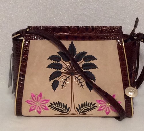 Brahmin Hillary Pecan Palawan Genuine Leather Embroidered Crossbody ...