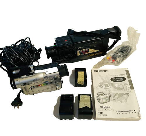 Bulk Lot Vintage Video Cameras Sharp VL-WD450e + Sanyo VM-D3P UNTESTED ...