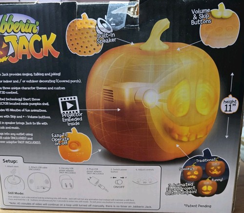 Jabberin' Jack Animated Talking Singing Lighted Jack O Lantern Pumpkin ...