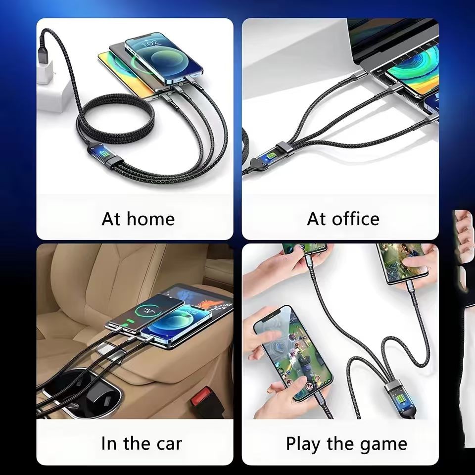 2pack of 3-in-1 fast USB charging cables, universal mobile phone ...