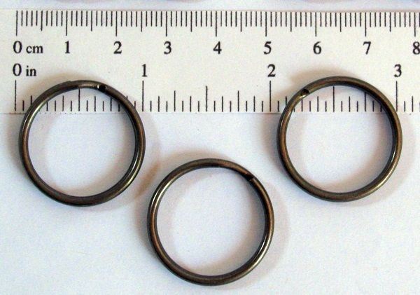 100 Shiny Gun METAL BLACK Split KEY RINGS 24mm approx 1" diameter ...