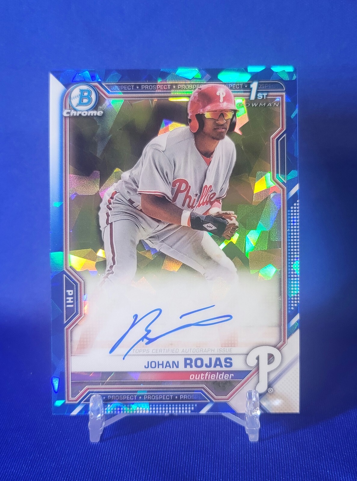 2021 Bowman Chrome Sapphire Johan Rojas Prospect Autograph Auto #BSPA ...