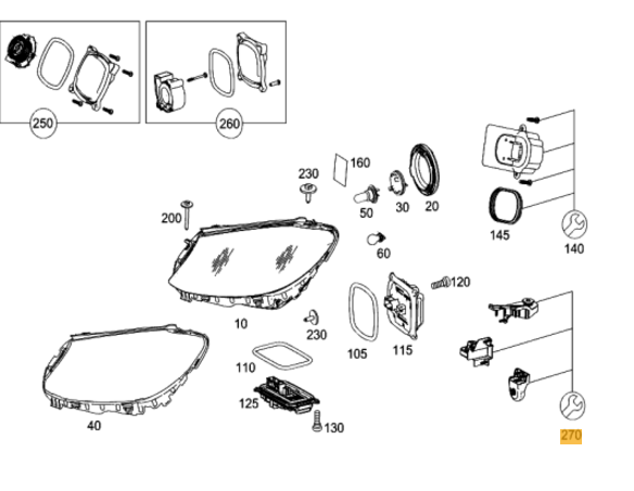 NEW GENUINE MERCEDES MB C CLASS W205 HEADLIGHT RS BRACKET REPAIR KIT ...