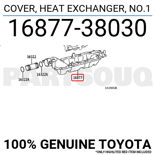 1687738030 Genuine Toyota COVER, HEAT EXCHANGER, NO.1 16877-38030 | eBay