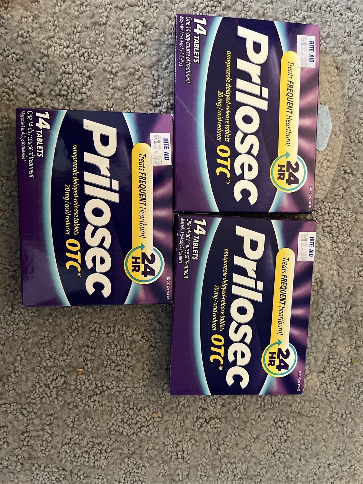 3 Pack - Prilosec OTC 24hr Acid Reducer 20mg, 14 Tablets Each, Exp 2025 ...