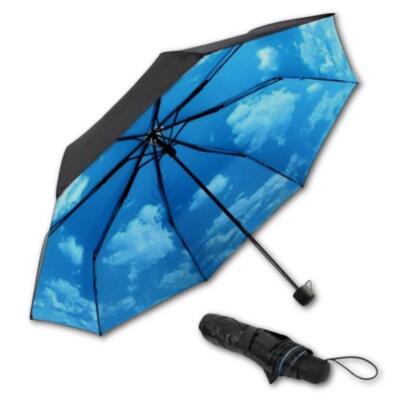 BLUE SKY UMBRELLA Fun and Colorful Compact Folding Double Layer Nylon ...