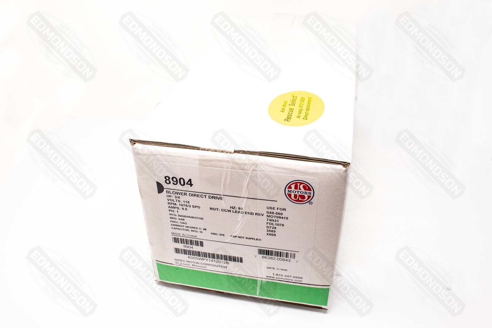 US Motors 8904 5.6" Direct Drive Blower Motor, 115V, 3/4 HP, 1075 RPM ...