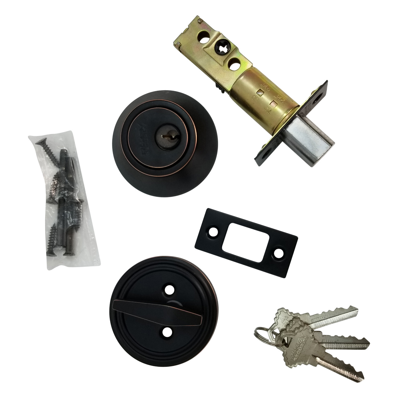 New Passage Lever and Keyed Deadbolt Lock Set Entry Sc1 Oil Rubbed ...