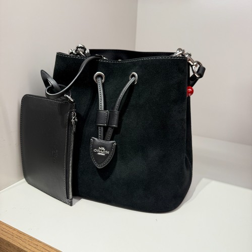 Coach Rowan Bucket Bag With Cherry Charm CCZ89 Suede/Silver/Black | eBay