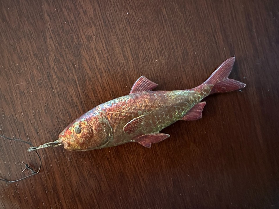 Antique German DRESDEN CARP Fish Christmas Ornament Pressed Cardboard ...