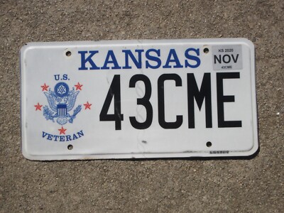 Kansas Veteran License Plate Service KS Military Air Force Navy Marines ...