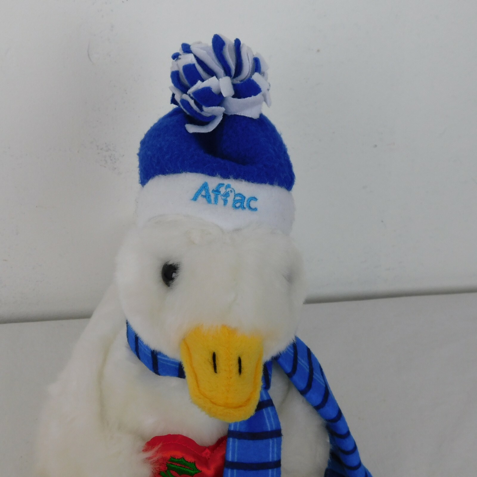Aflac Plush 2017 Duck Blue Hat Scarf Red Heart Holly Berry Talking Big ...