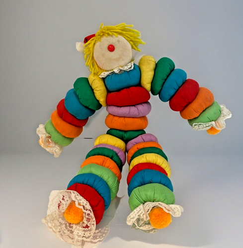 VTG Enesco Yoyo Clown Rag Doll Stuffed Animal Plush Toy Fabric Rings ...