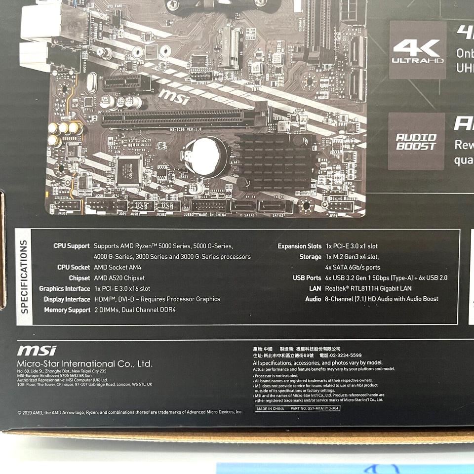 NEW MSI A520M-A PRO AM4 AMD A520 USB3.2 Gen1 Micro-ATX Motherboard | eBay