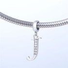 925 Sterling Silver Letter 'J' Initial Pendant Charm with Swarovski ...