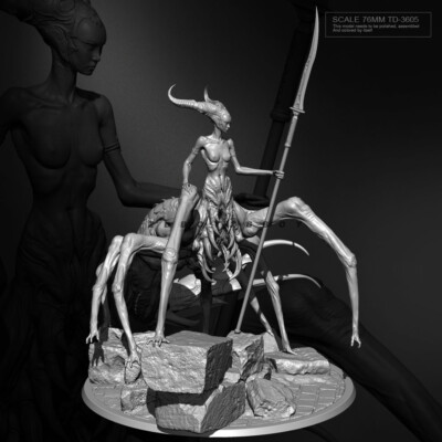 76mm Demon Beast Woman Unpainted Model Kits Unassembled YUFAN Garage ...