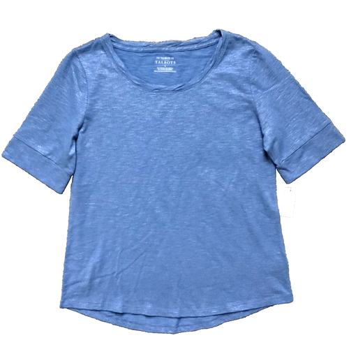 NWT S Women's Talbots Blue Metallic Twist Neck T-Shirt The Talbots Tee ...