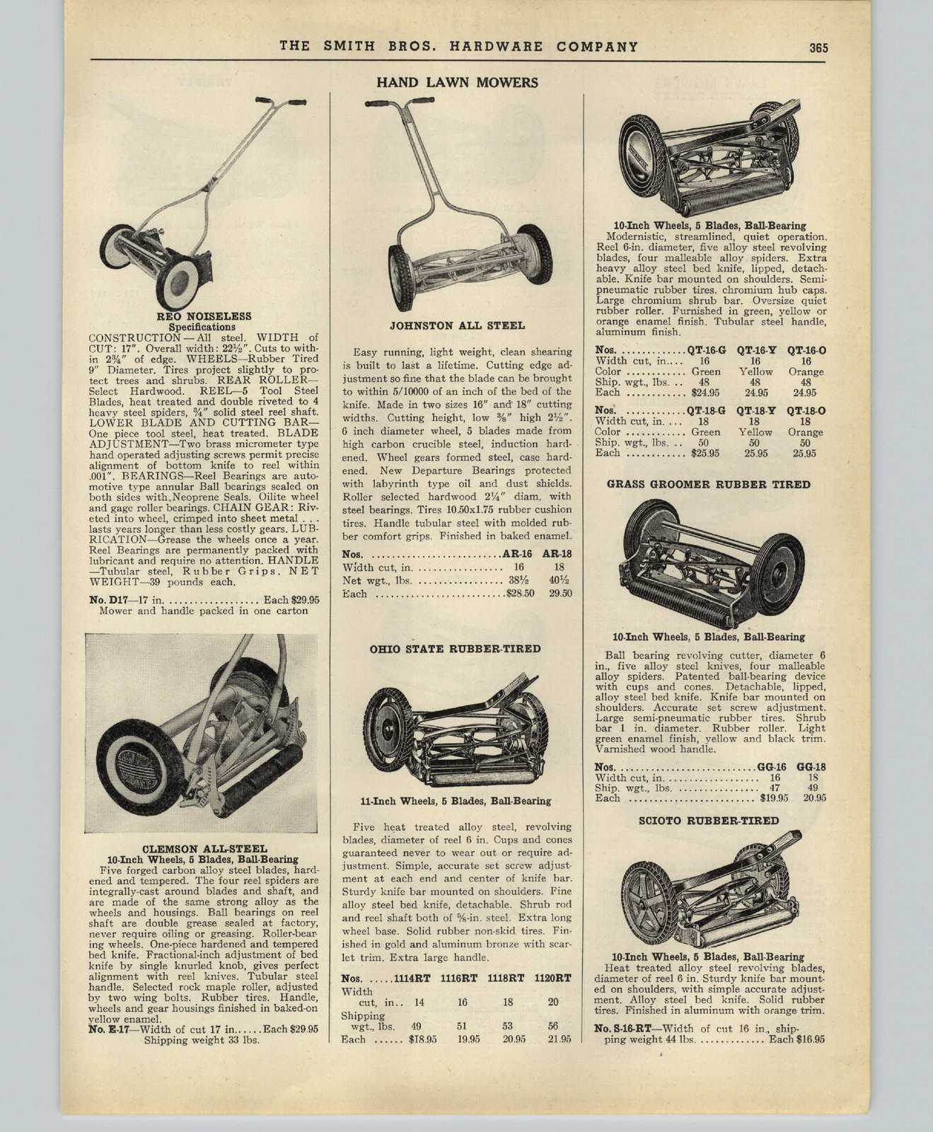 1951 PAPER AD Hand Push Reel Lawn Mower Ohio State Scioto Clemson Reo ...