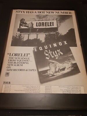 Styx Lorelei Rare Original Promo Poster Ad Framed! | eBay