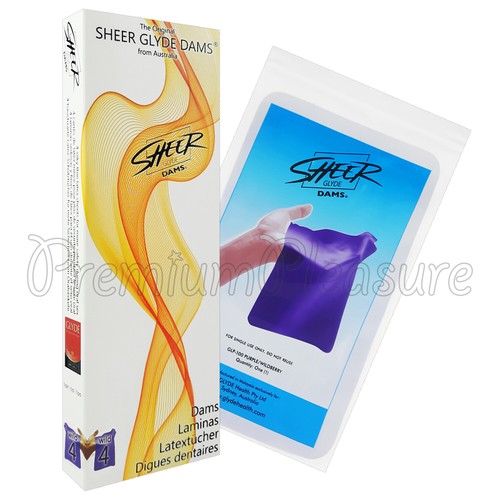 4 x Sheer Glyde Dams Purple Wildberry flavored Dental Thin latex sheets ...