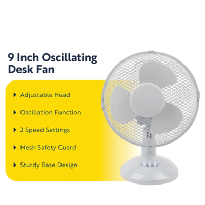 6" 9" 16" Desk Fan Oscillating Portable Worktop Air Cooling Table Fan 2 ...