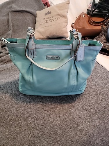 Coach Sky Blue dual-handle zip handbag | eBay