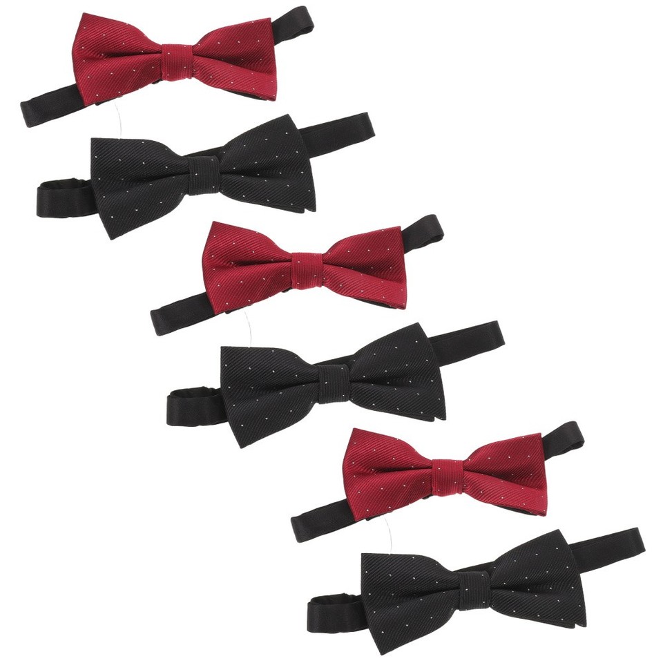 6pcs Men'S Pre-Tied Bow Tie Set Tuxedo Polyester Bowties For Wedding ...