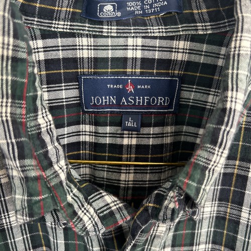 MEN'S LONG SLEEVE COTTON MULTI-COLOR PLAID SHIRT-BY: JOHN ASHFORD- SIZE ...
