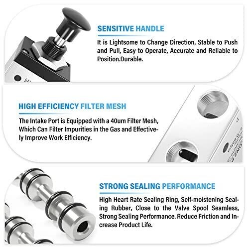 3 Way 2 Postion Air Hand Lever Operated Valve 1/4"npt Pneumatic ...