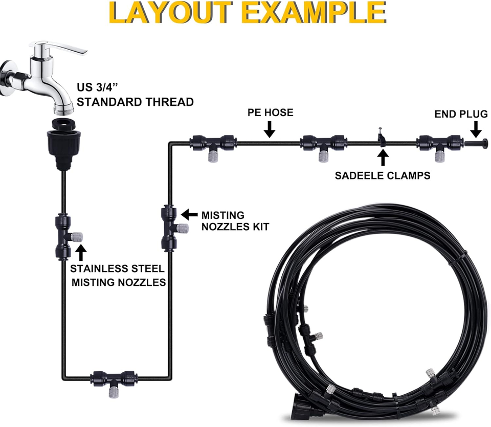 Outdoor Misting System: Portable Misting System 32.8FT Misting Cooling ...