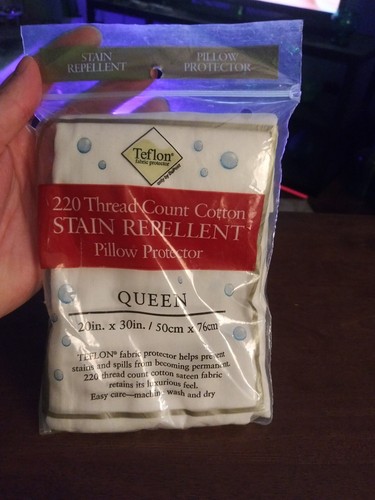 NOS 220 Thread Count Cotton Stain Repellent Pillow Protector Queen 20in ...