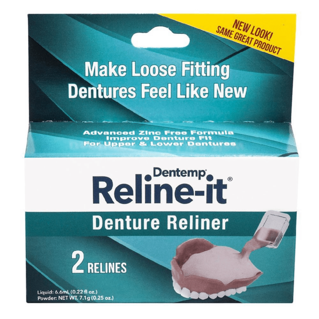 Dentemp Denture RELINER RELINE IT - 2 repairs / box ( 1 box ) green NEW ...