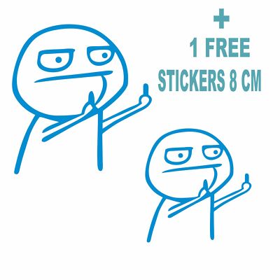 ADESIVO PRESPAZIATO BIMBO DITO MEDIO DIVERTENTE+ 1 FREE STICKER DA 8 CM ...