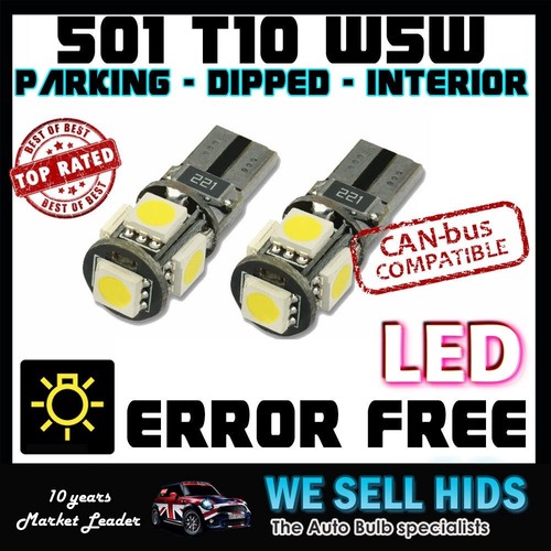 CANBUS 501 (W5W) 5 SMD LED ERROR SIDELIGHTS BULBS | eBay
