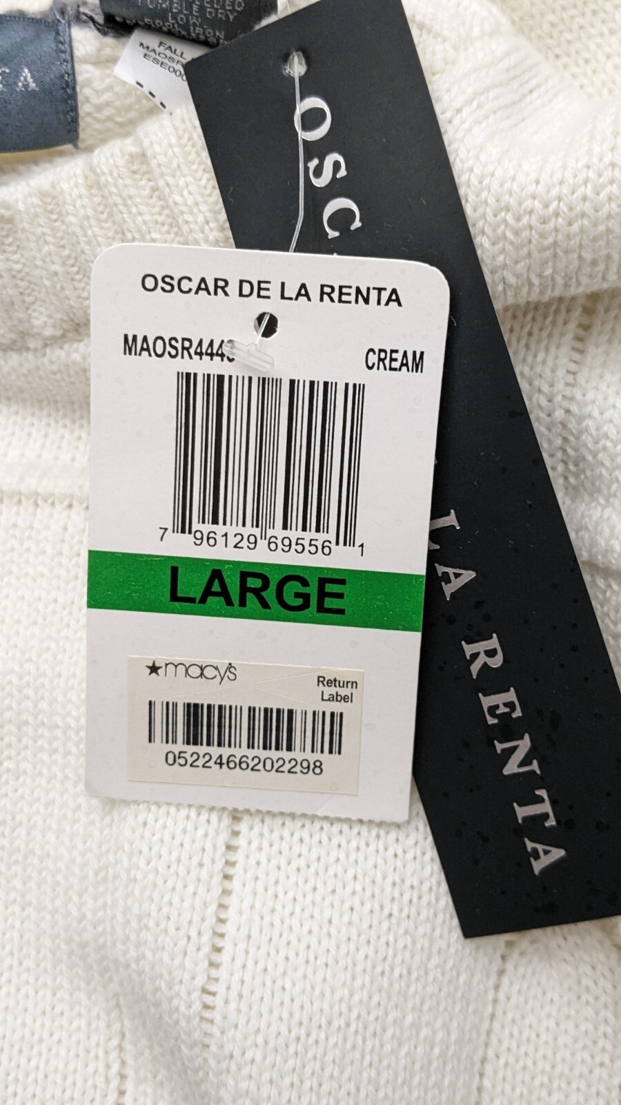 Oscar de la Renta Pull Over Sweater Men's Size L 100% Cotton Long ...