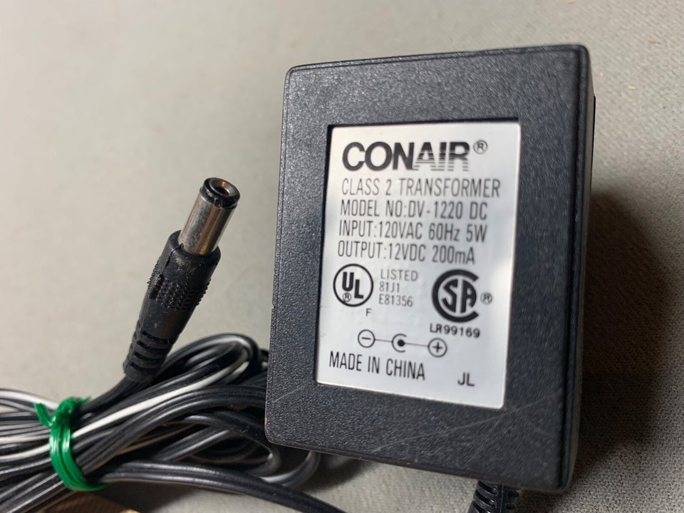 Conair DV 1220 DC - 12V 200mA 5W 60Hz AC Adapter Power Supply Charger ...