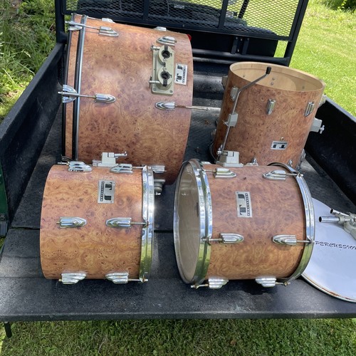 Vintage TJ Percussion 4 Pc Drum Kit Project 22x14, 16x16, 12,13 BURL WRAP ! | eBay