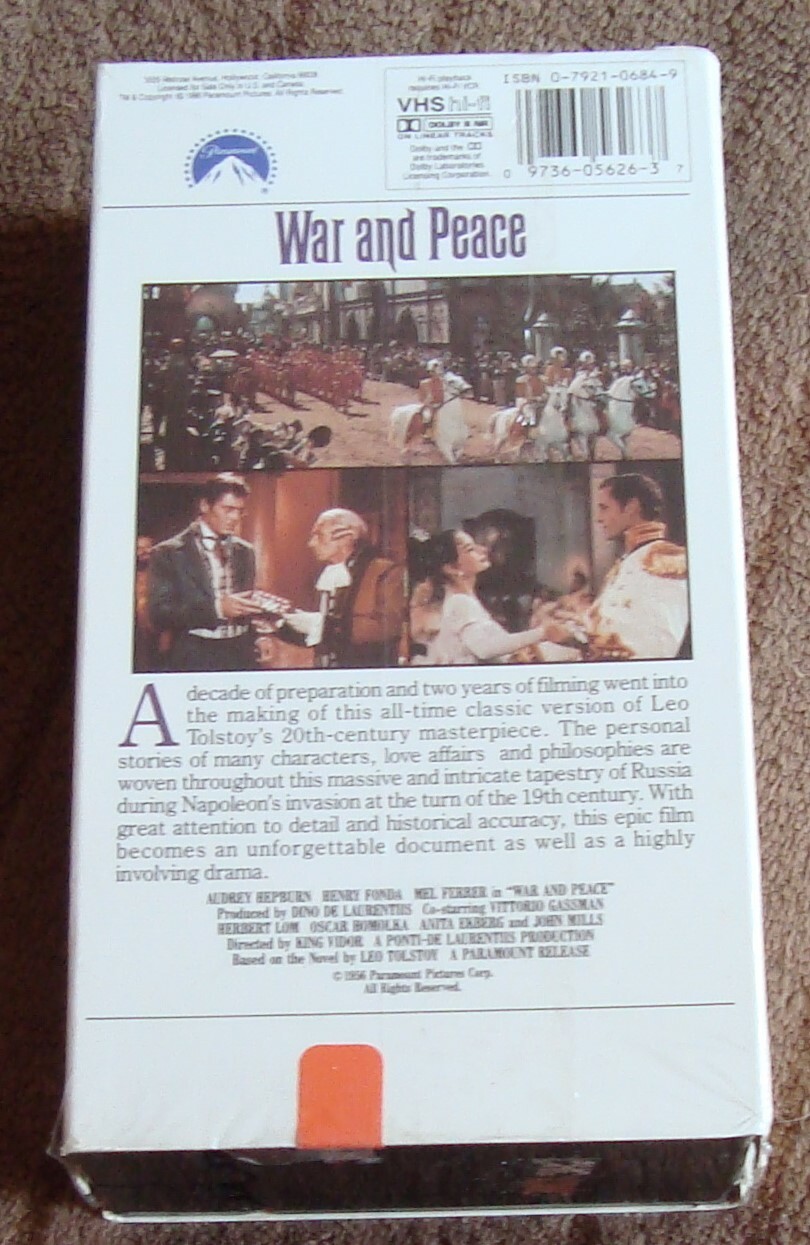 WAR AND PEACE (vhs,1998,english,hi-fi,2 tapes) tested | eBay