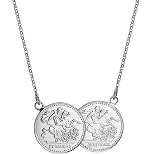 Sterling Silver Imitation Double St George Pendant - Full Sovereign ...