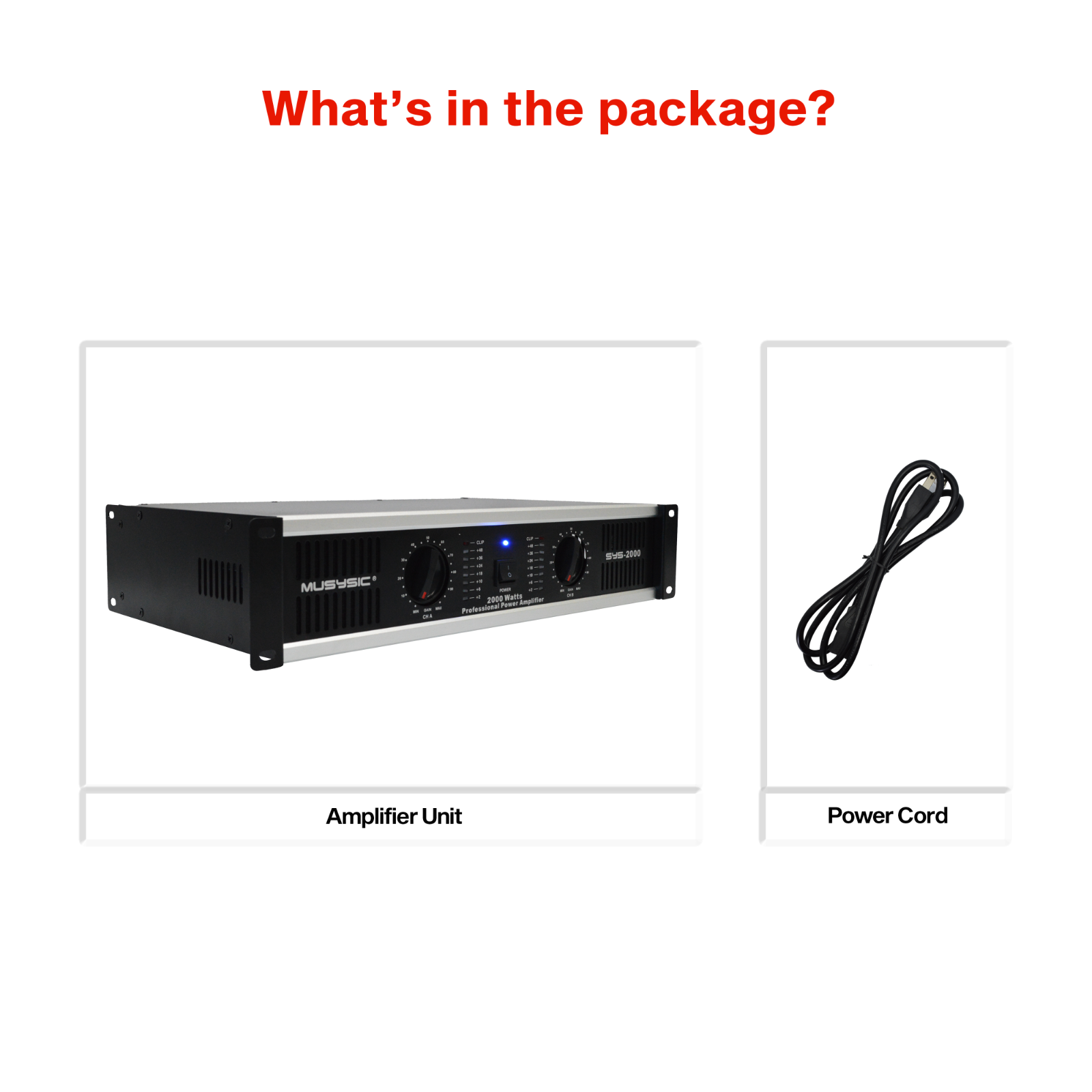 MUSYSIC 2 Channel 2000W Professional Power DJ Amplifier 2U Rack Mount ...