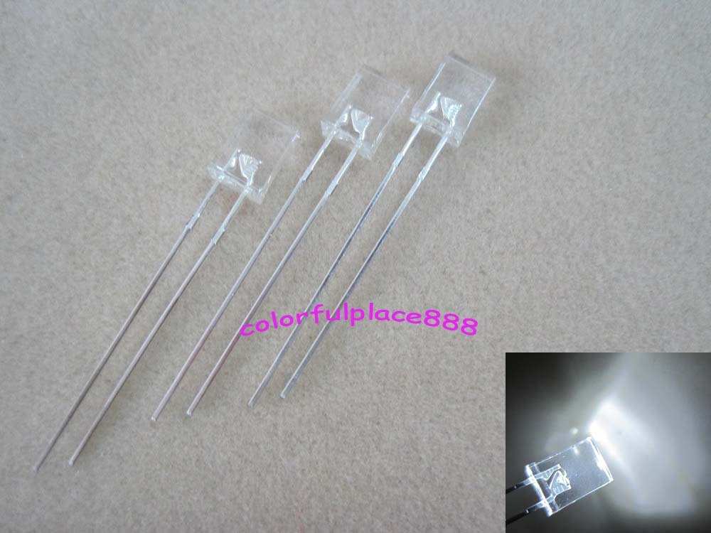 100pcs, 2x5x7mm White Rectangle Water Clear LED Rectangular Leds Free ...