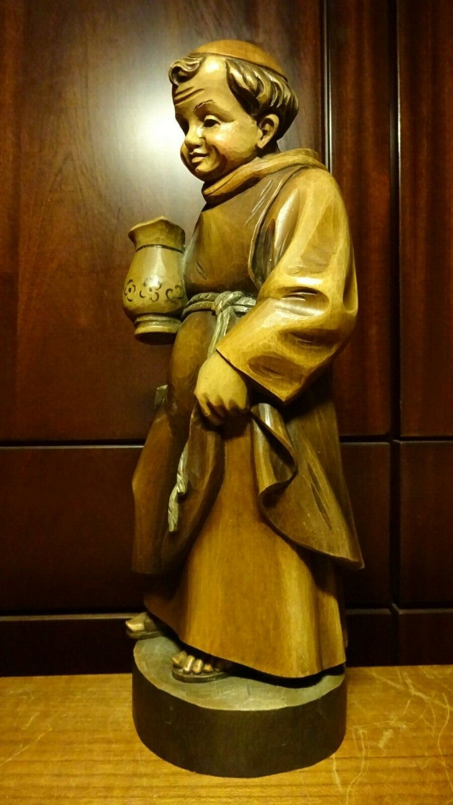 13" HAND CARVED WOOD CATHOLIC MONK FRIAR BROTHER CONRAD STATUE FIGURE ...