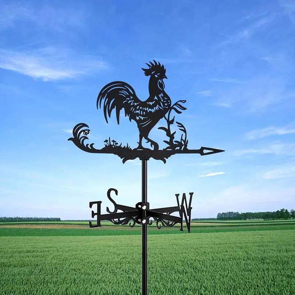 Rooster Weathervane Animal Iron Weather Vane for Roof Mount Garden ...