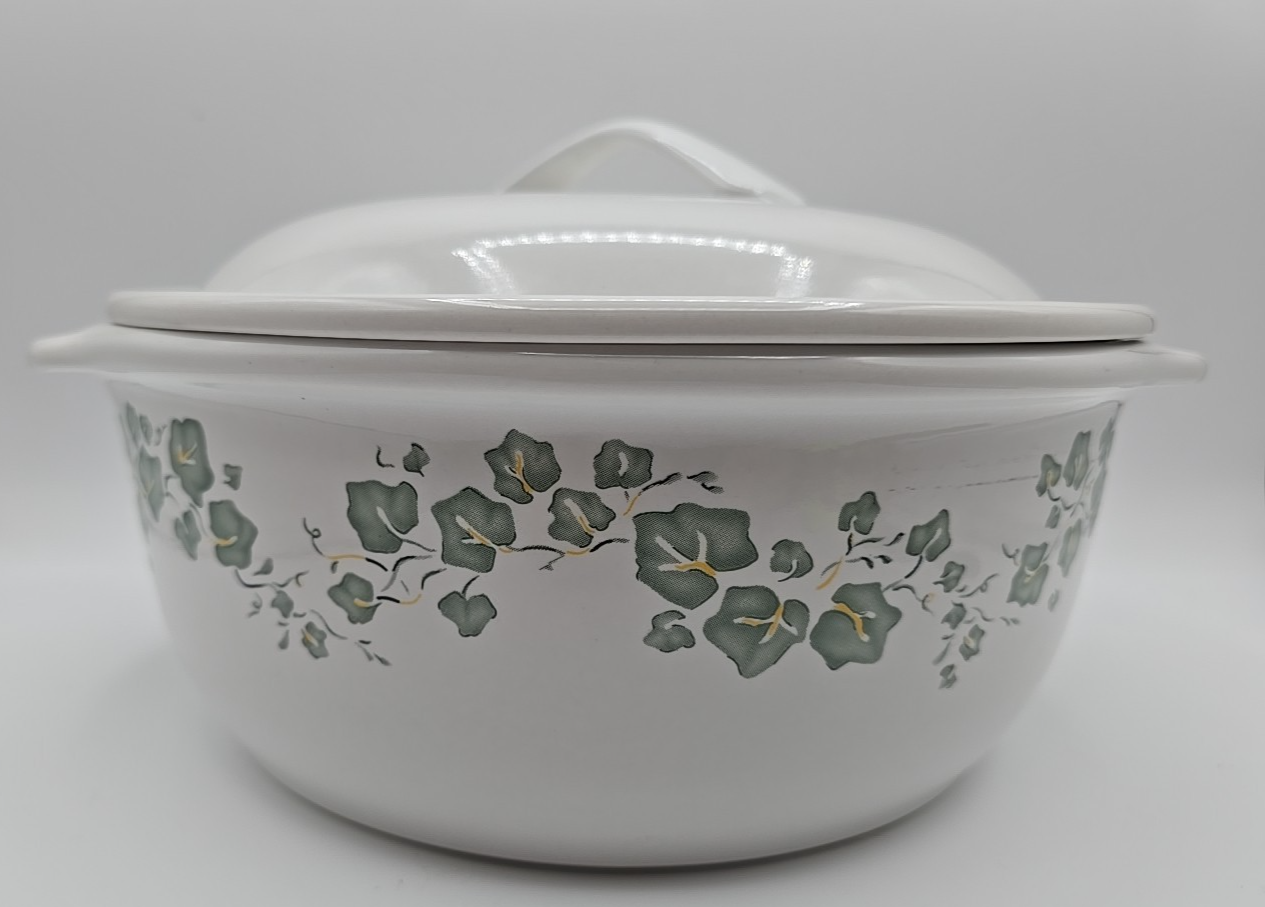 VTG Corelle Coordinates CALLAWAY CASSEROLE DISH & LID 2.5 Qt GREEN IVY ...